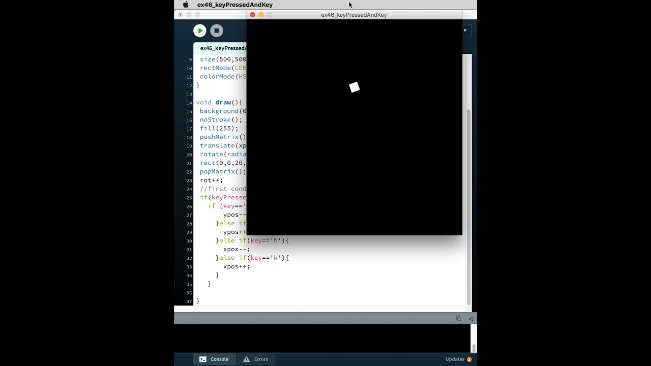 processing ex46 key pressed with assigned key