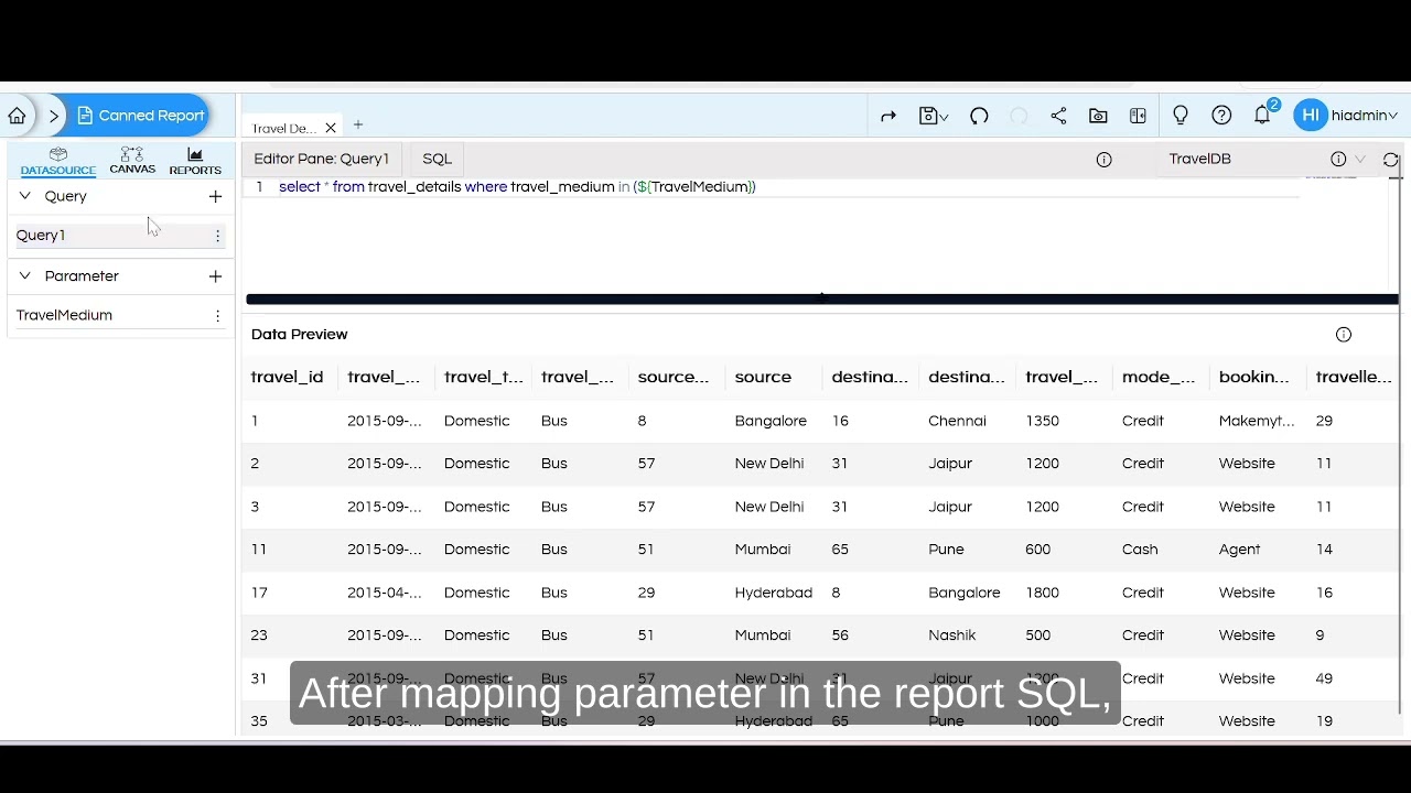 Multi Select Drop down Parameter/Filter in Open Source BI Helical Insight Canned Report Module v6.0