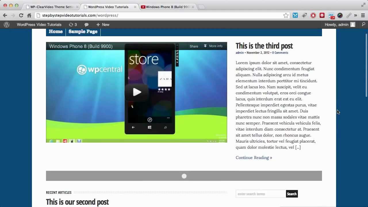 WordPress Tutorials: 18 - Setting the featured post and embedding video
