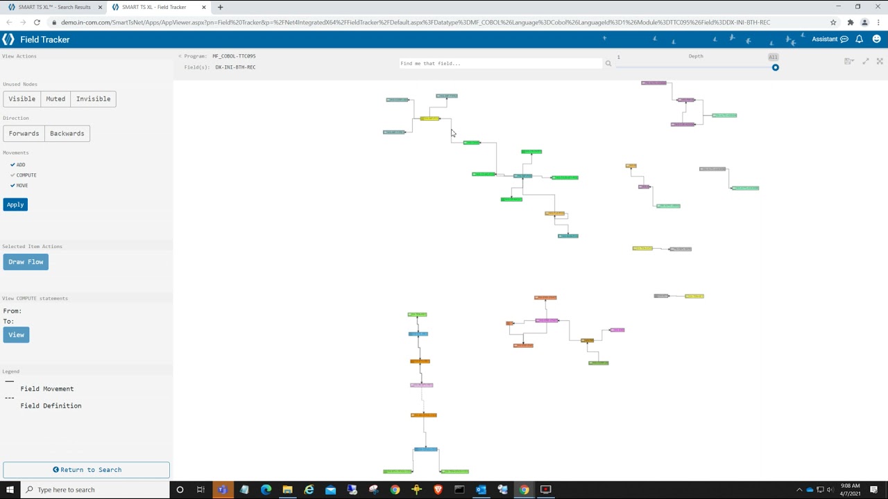 Search and Track Field Movement with COBOL Field Tracker – SMART TS XL Demo