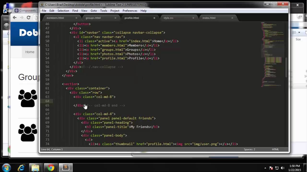 Build a multi-page Social Network Template using Bootstrap - Part 7