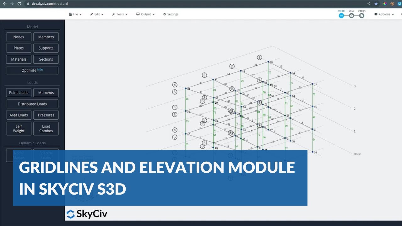 How to use the Gridlines and Elevation module in SkyCiv S3D