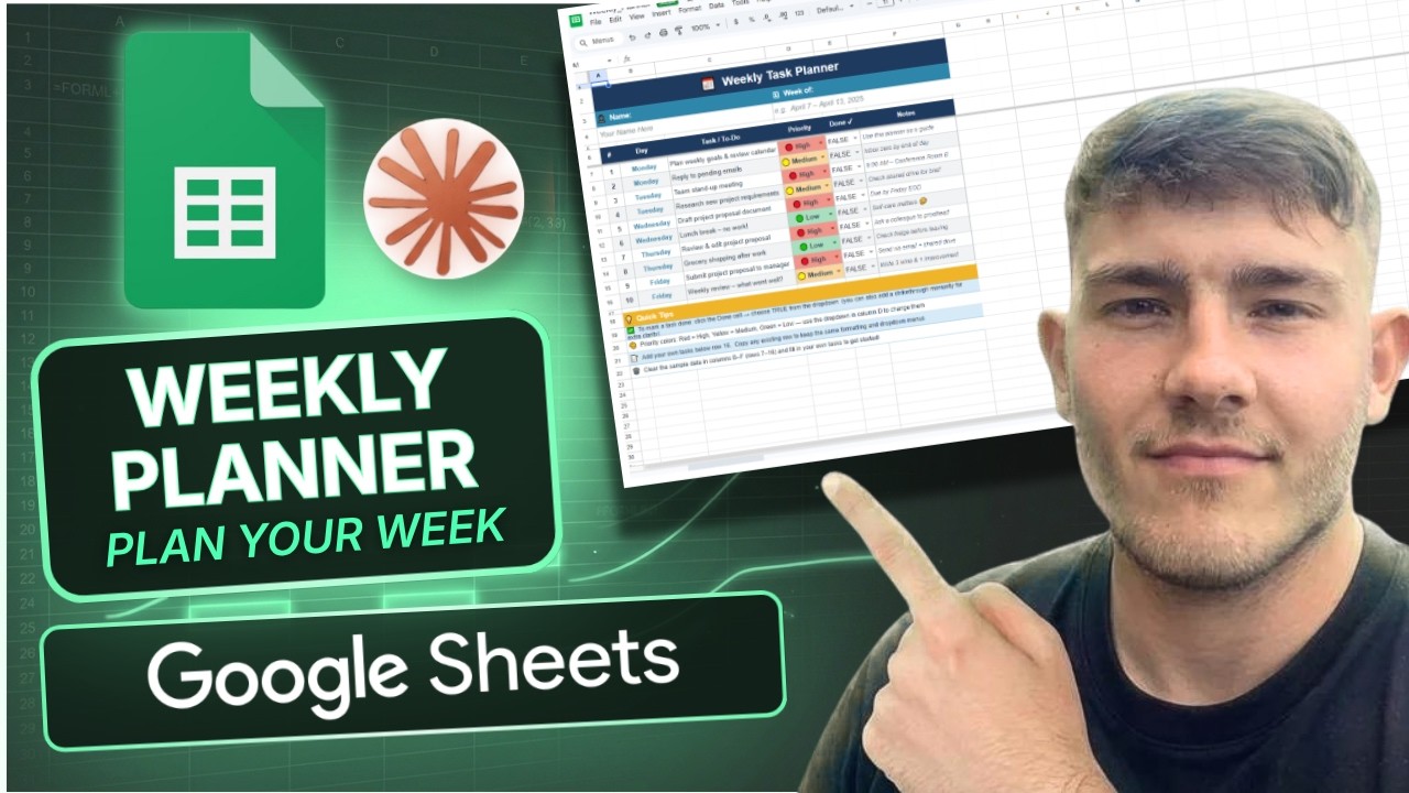 How to Make a Weekly Planner in Google Sheets with Claude AI (Simple Setup!) (2026)
