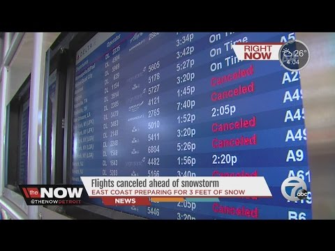 Flights cancelled at Detroit Metro airport ahead of east coast storm