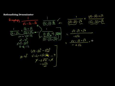 Rationalising Denominator with 3 terms, rationalise 1/(root5-root2-root7)