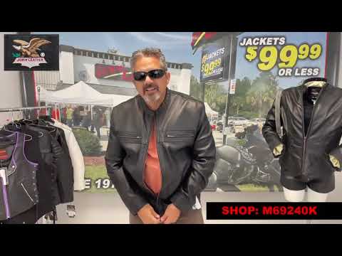 M69240K - Men's Black Lightweight Leather Motorcycle Jacket