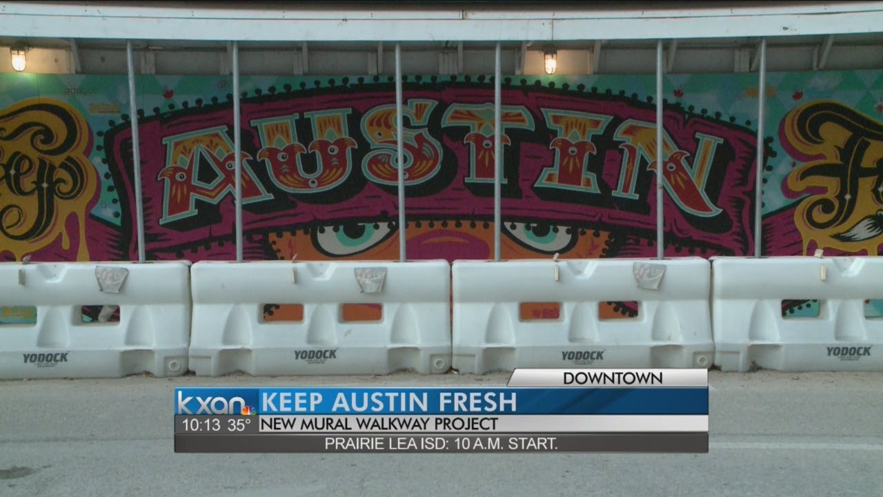 Street art adorns construction walkway
