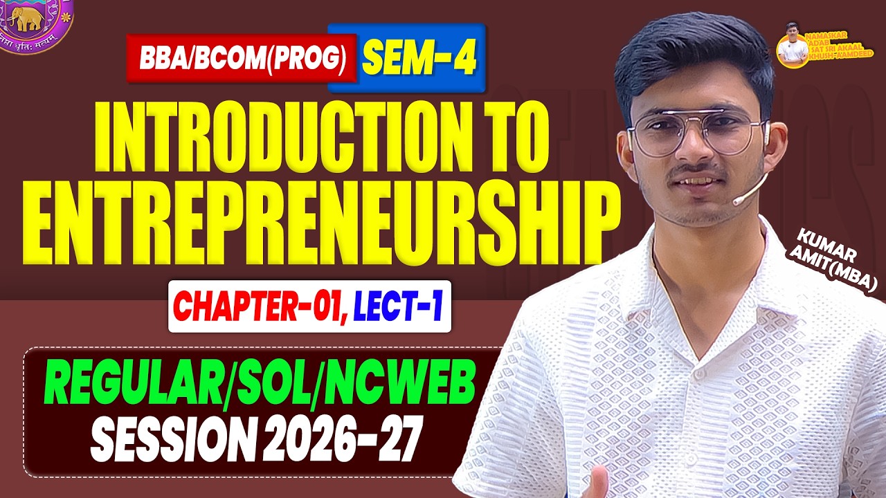 Ch 1 Entrepreneurship & New Venture Planning 2026 | Introduction to Entrepreneurship | BBA/BCOM