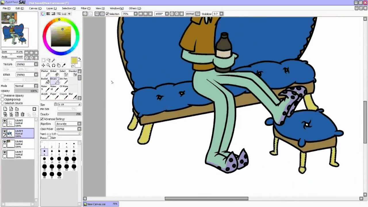 Drawing desperate Squidward