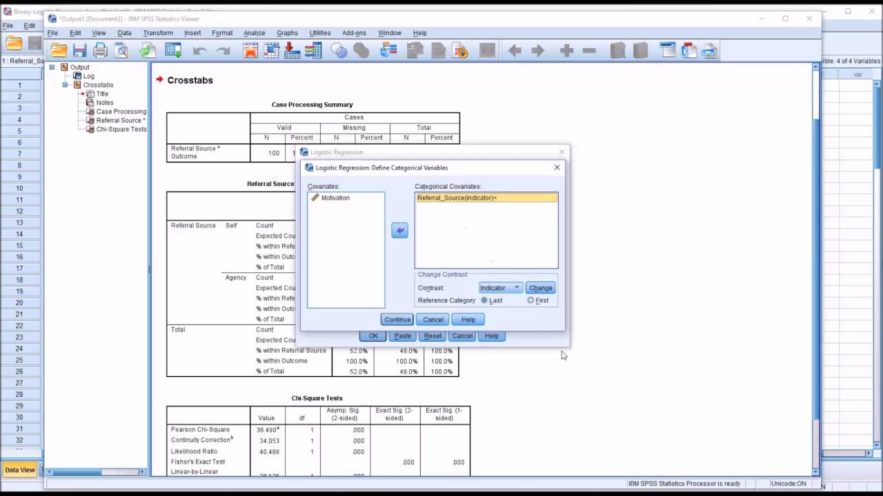 Binary Logisitic Regression in SPSS with One Continuous and One Dichotomous Predictor Variable