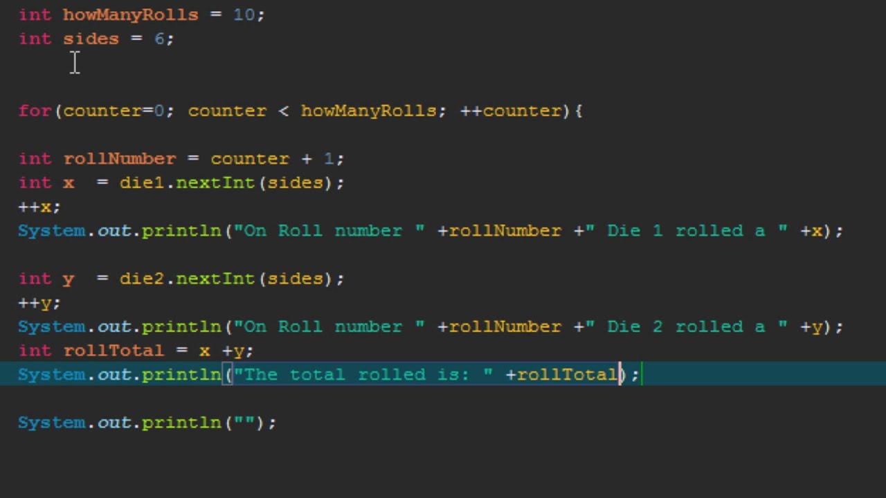 Beginner Java Tutorial - Random Number Generator - Part 5 (Dice Roll Program)