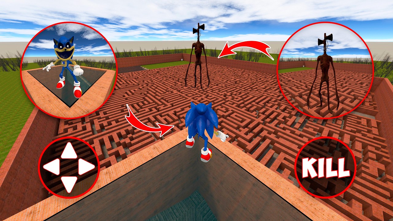 I Became SONIC vs SIREN HEAD in Maze in Garry’s Mod!