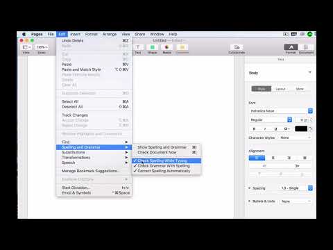 Setup Pages for Mac to autocorrect spellcheck Spanish