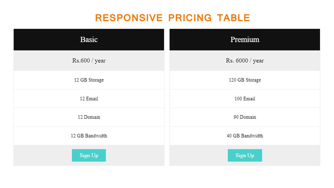 Create Responsive Pricing Table  | Tutorials Tuts | HTML & CSS