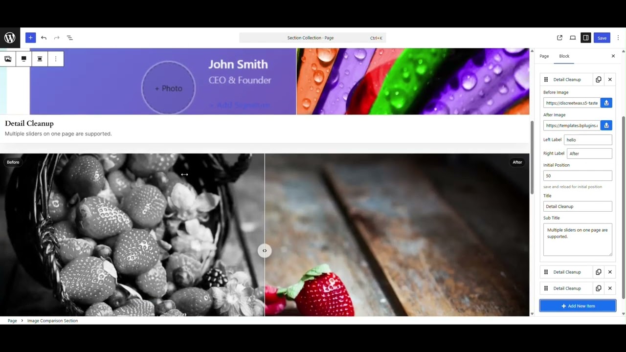 Section Collection Plugin For WordPress - Image Comparison Section