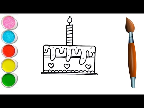 Happy Birthday Cake Drawing for beginners | Cake drawing for kids | Toddlers | Kids drawing #cake