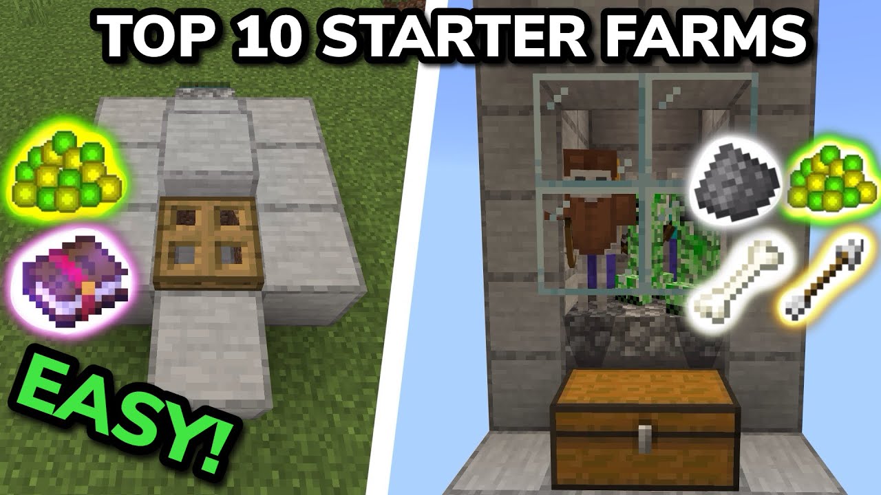 TOP 10 STARTER FARMS in Minecraft Bedrock 1.21 (MCPE/Xbox/PS/Switch/PC) - Minecraft Builders
