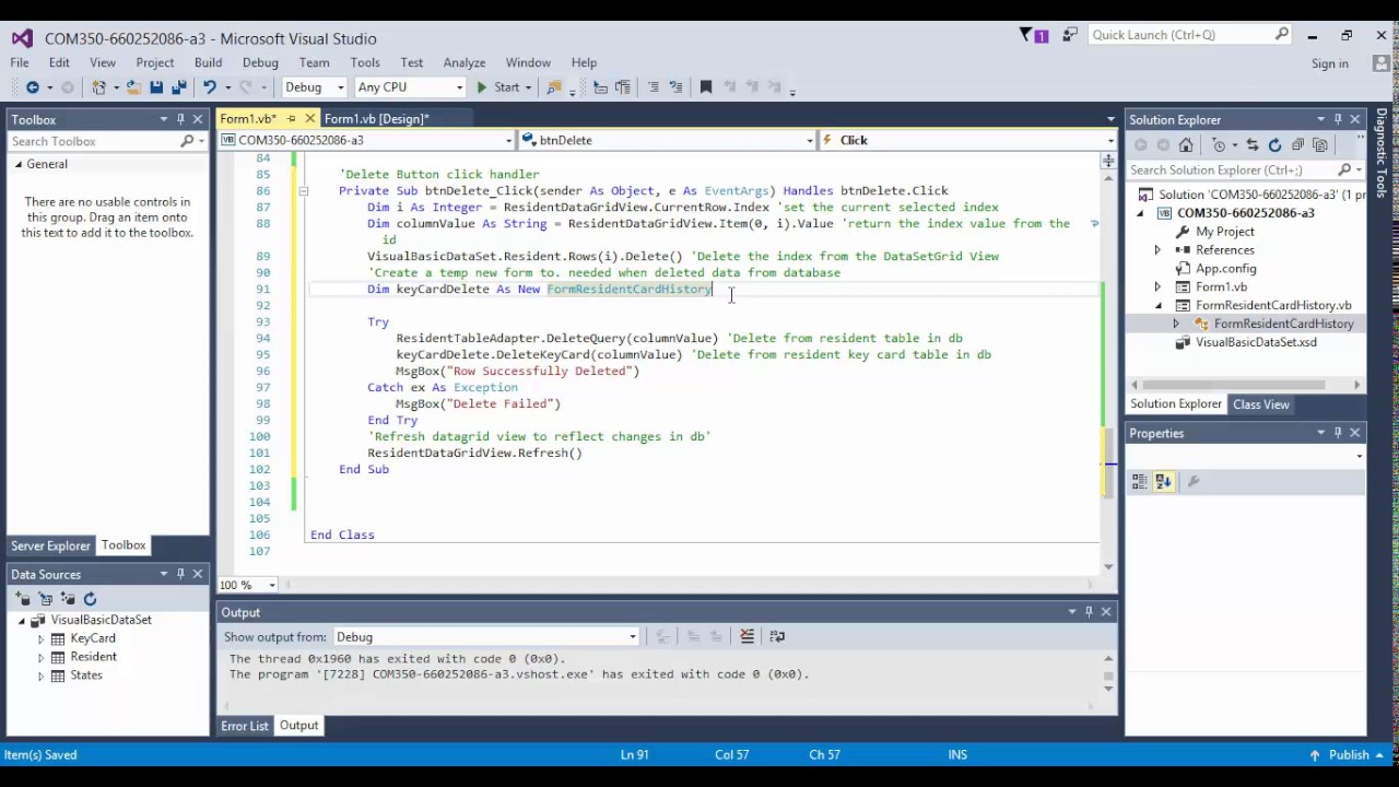 20 Visual Basic 2015  Code the Delete Button Click Handler