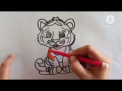 How to draw and a cute tiger cartoon for kids and toddlers / Learn to draw a tiger