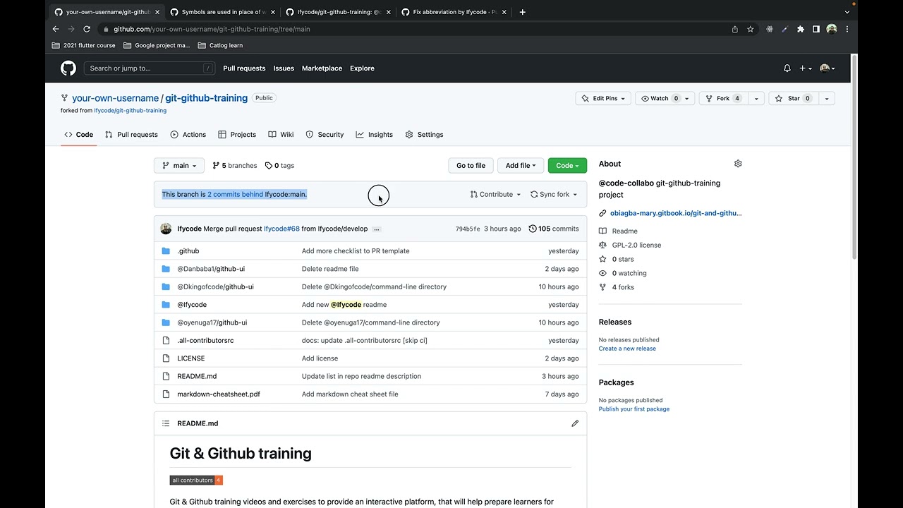 Git and Github training #9: Github UI - Syncing your fork