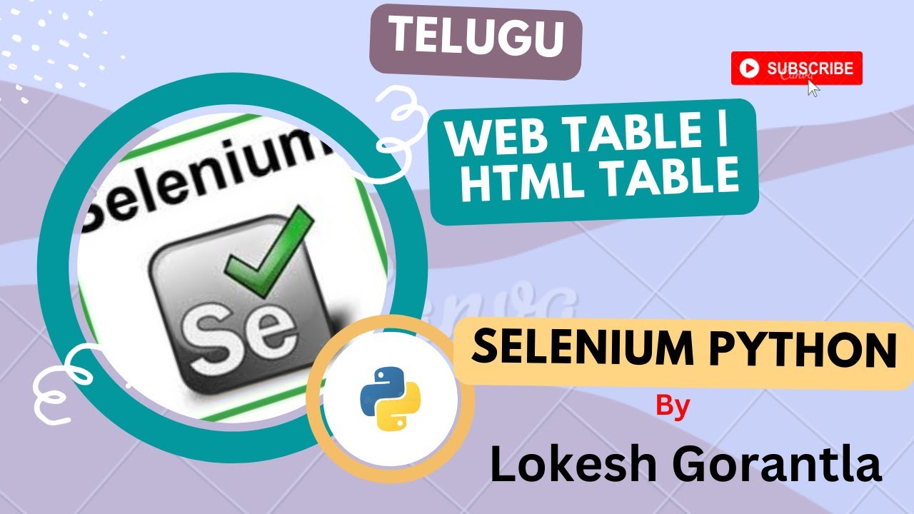 Part 34: How to Handle WebTable | HTML Table in Selenium Python | Telugu