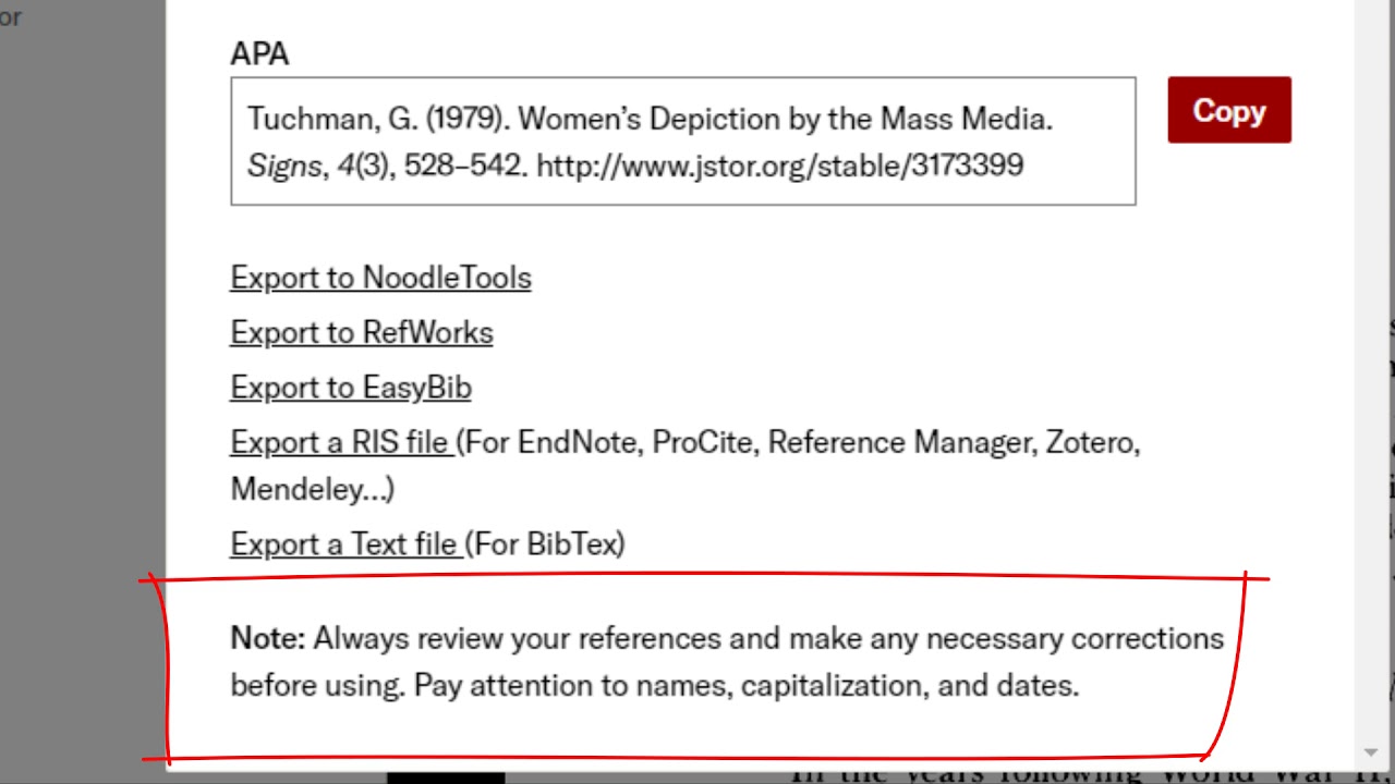 Getting automatic citations from library databases