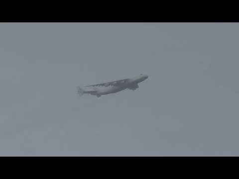 Surprise glimpse of World's largest aircraft, An225, near Billund Airport, Denmark