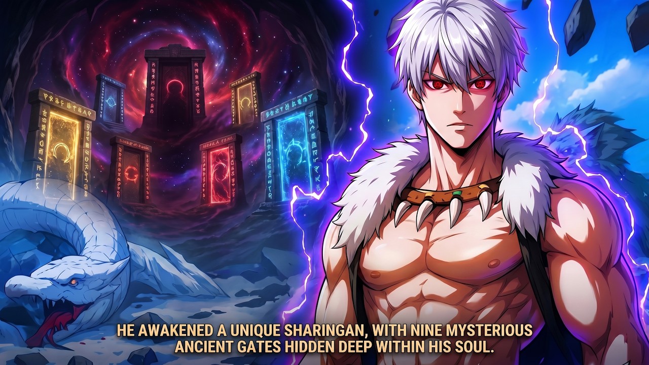 He awakened a unique Sharingan, with nine mysterious ancient gates hidden deep within his soul.