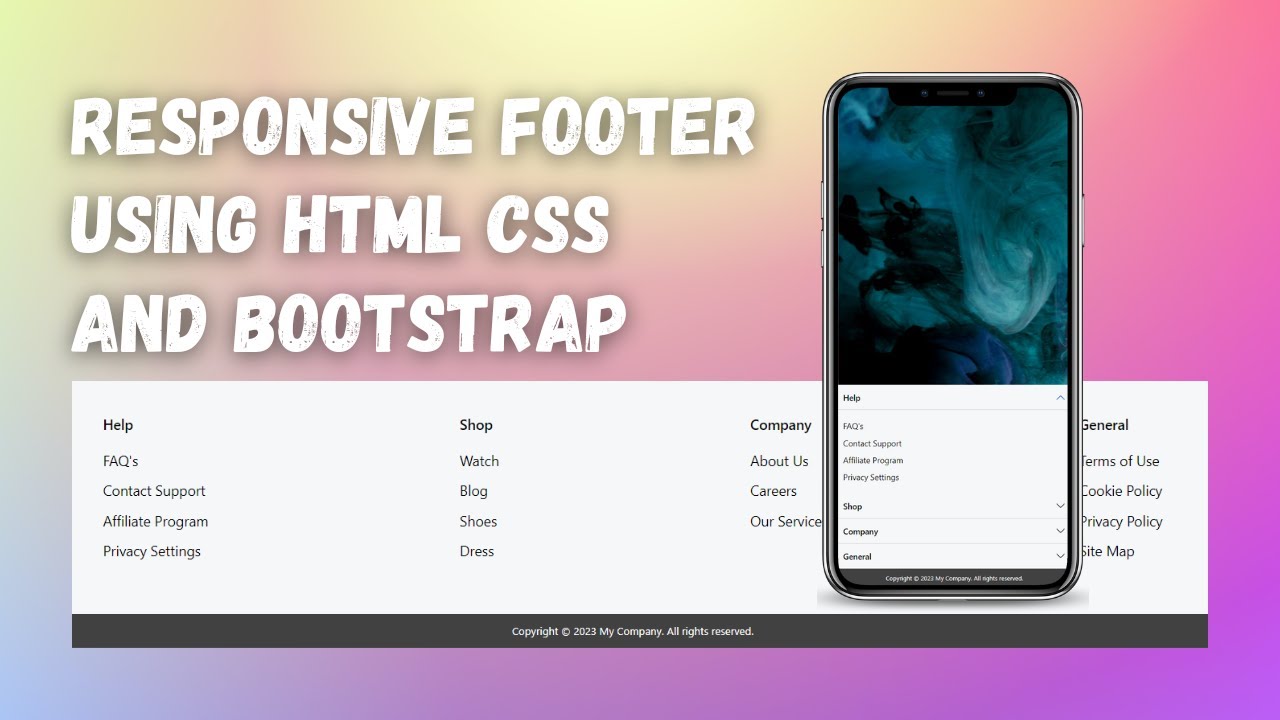 Responsive Footer using HTML CSS and Bootstrap | CSS Footer Design