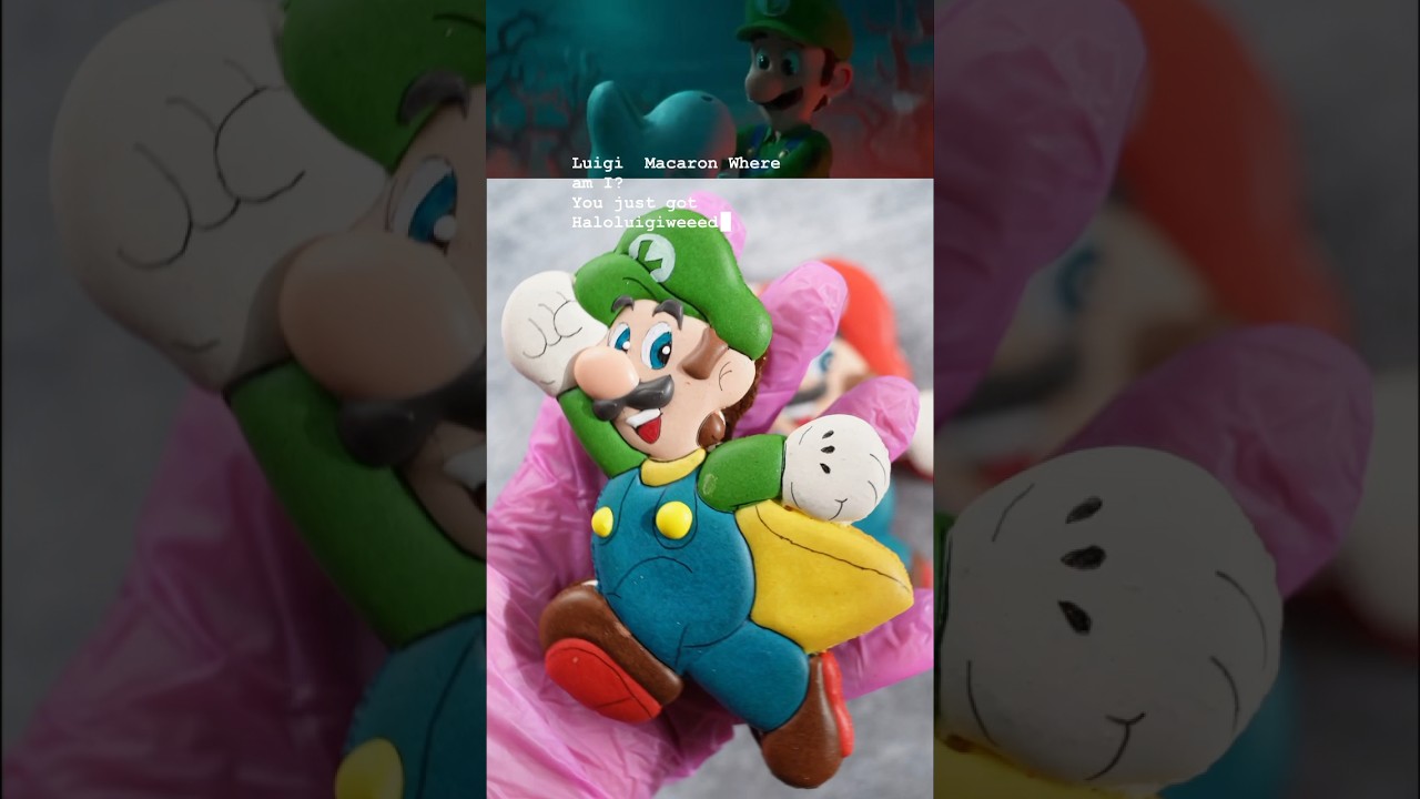 Make a Luigi Macaron with me! #baking # #macarons #supemario