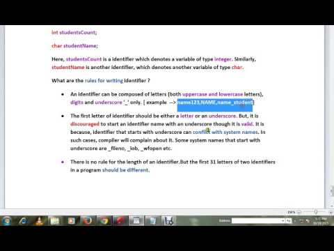 IDENTIFIERS IN C PROGRAMMING LANGUAGE