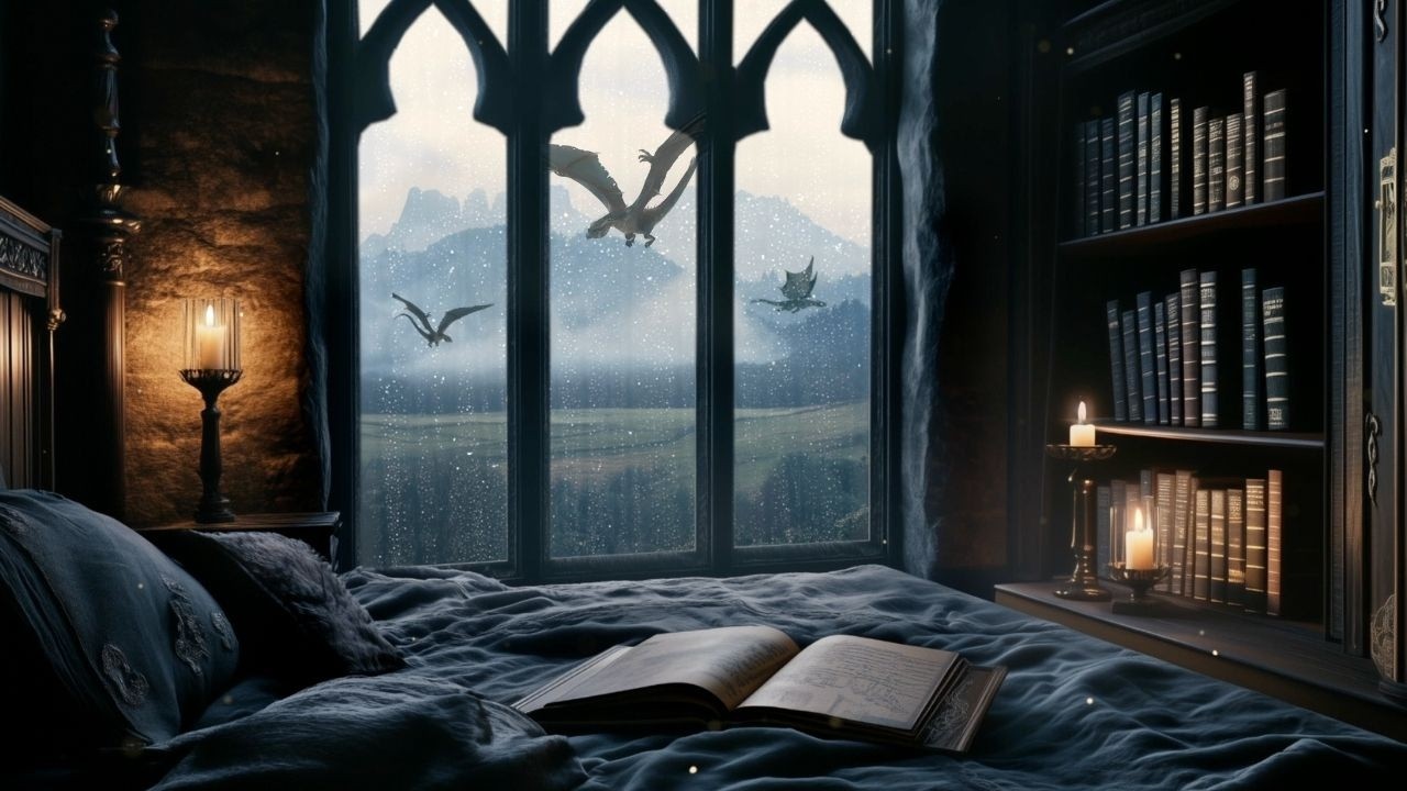 Dark Fantasy Reading Music & Rain Ambience for Deep Focus, Study, Reading or Writing | FOURTH WING