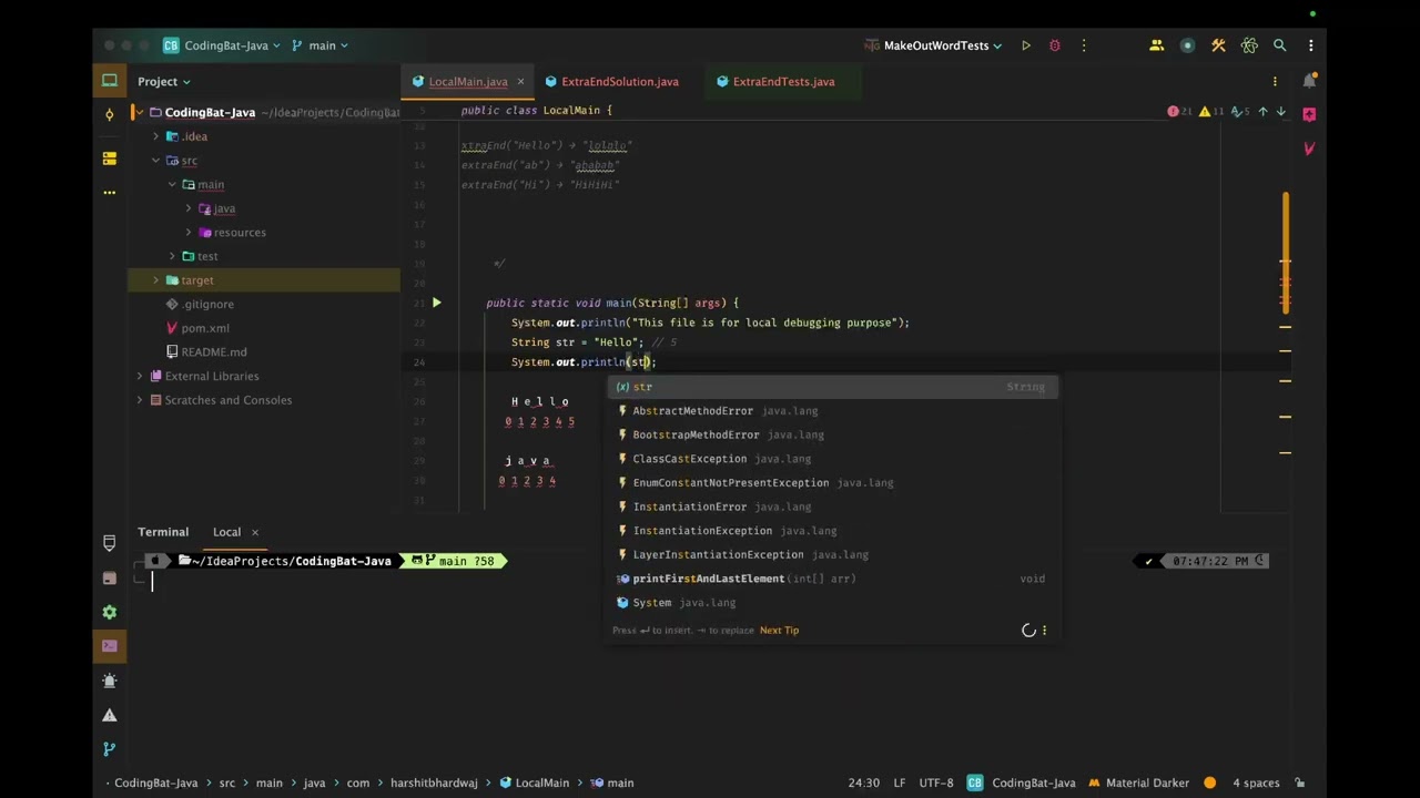 CodingBat Java | String-1 Section | extraEnd