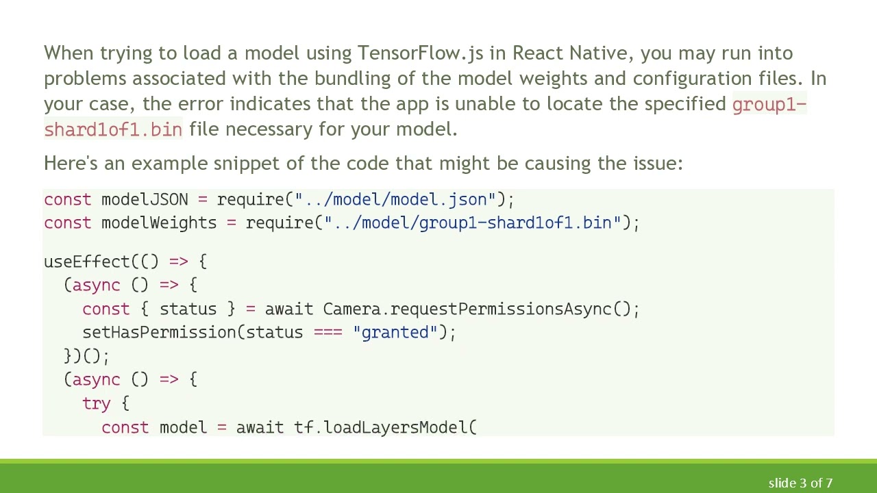 Solving the Failed Loading Custom TensorFlow.js Model Issue in React Native