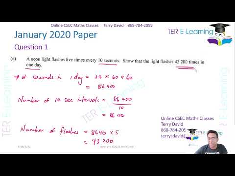 CSEC Maths - January 2020 Question 1 and 2 (Terry David)