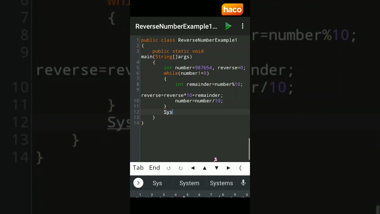 Reverse Number Java Program | Haco Study | USA