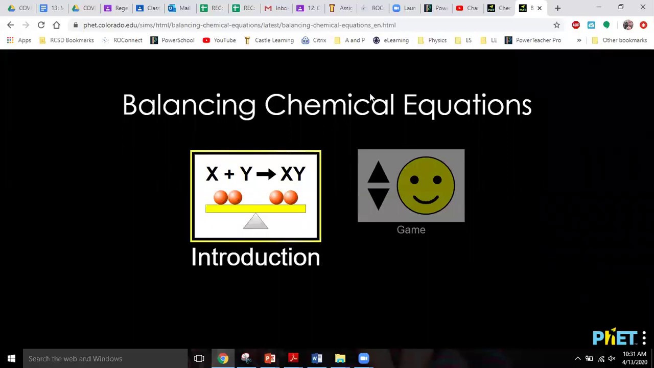 Balancing Chemical Reactions Phet Simulation Help