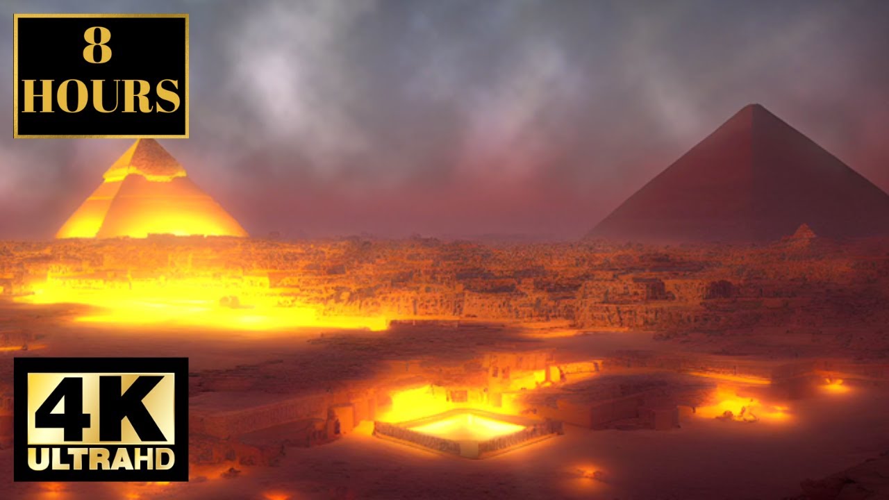Pyramid Lights Sunset Wallpaper Screensaver Background With Music For Sleep 8 HOURS 4K