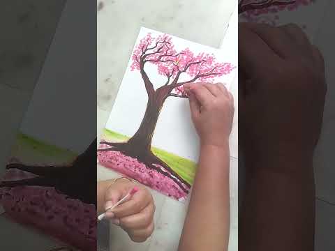 How to Paint a Cherry Blossom Tree πΈ #Shorts #ujancreations