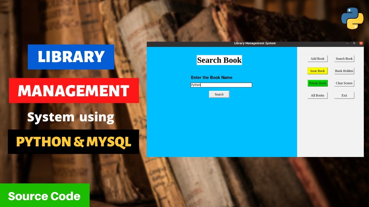 Library Management System Project in Python with MySQL | with Source Code | PySeek
