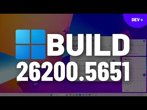 Windows 11 Dev Build 26200.5651: NEW Notification Clock, Recall export and reset, more (KB5060818)