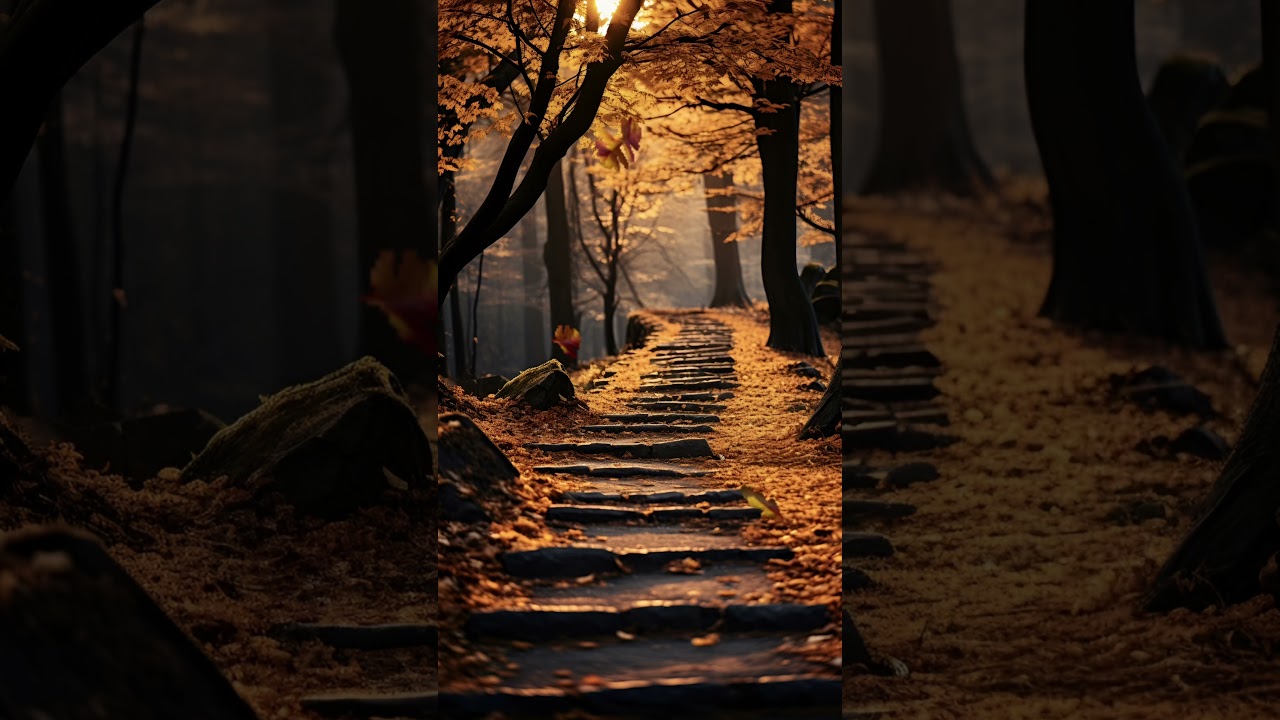 Autumn Fall Leaves Trees Path Motion Graphic Background Video (Free Download)