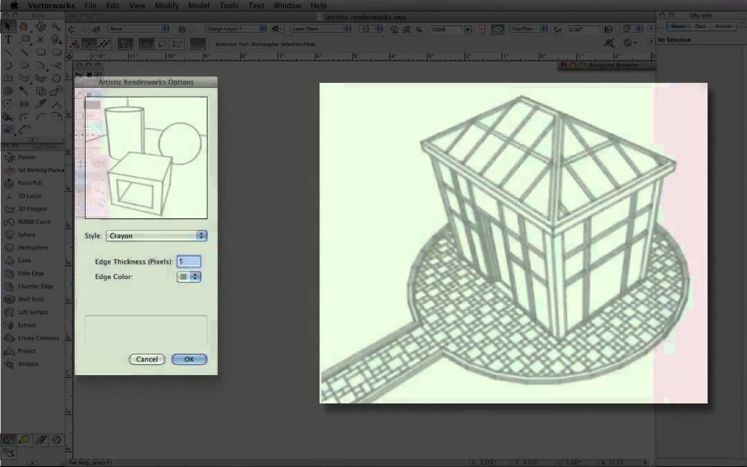 Artistic Renderworks Styles in Vectorworks 2012