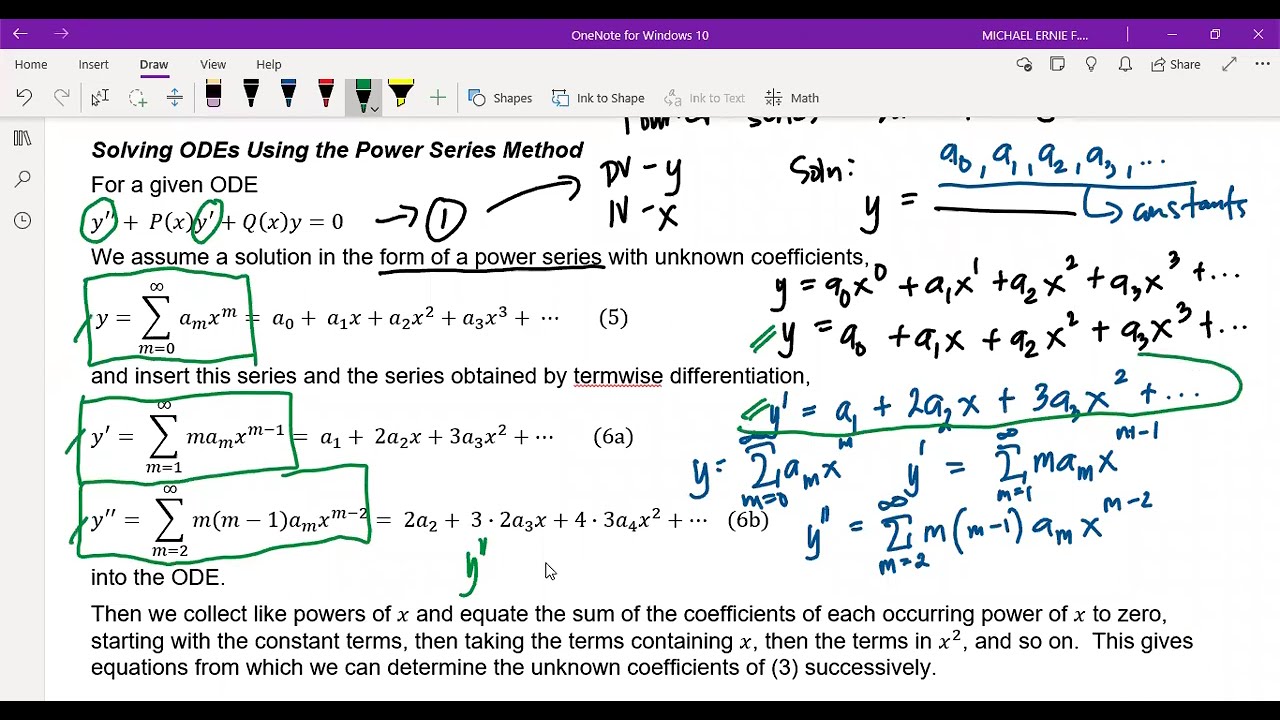 Power Series Solutions - Advanced Engineering Mathematics