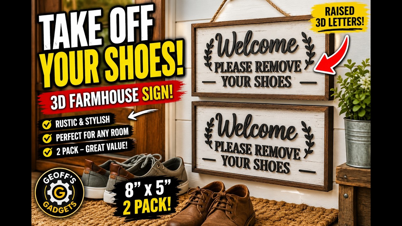 3D “Please Remove Your Shoes” Sign Review | Rustic Wooden Entryway Decor