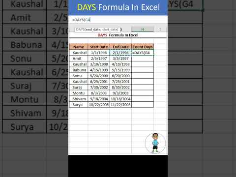 DAYS Formula In Excel #excel #exceltips #exceltutorial #msexcel #msexcelfullcourse #microsoftexcel