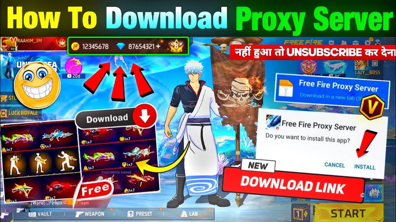HOW TO DOWNLOAD PROXY SERVER IN FREE FIRE, HOW TO USE PROXY SERVER IN FREE FIRE, VIP PROXY SERVER
