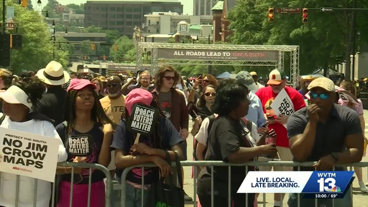 Protesters at Alabama Capitol speak out against changes to congressional maps