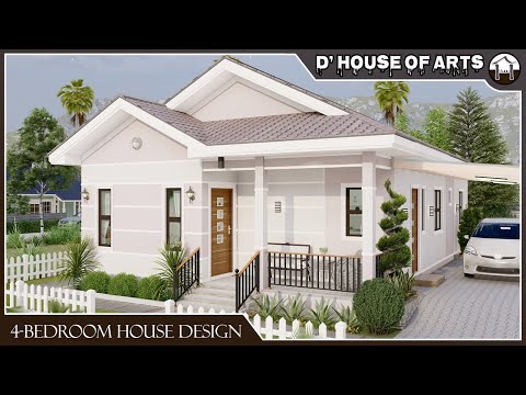 4 BEDROOM | 96 SQM.(8m. x 12m.) | 1,033 SQFT. | Modern Bungalow House Design With Floor Plan | Nooks