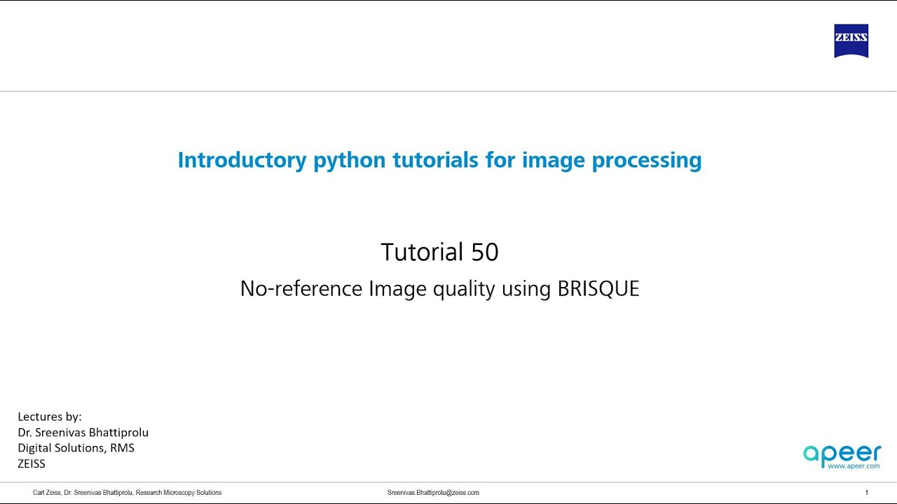 Tutorial 50 - No reference based image quality using BRISQUE (in Python)